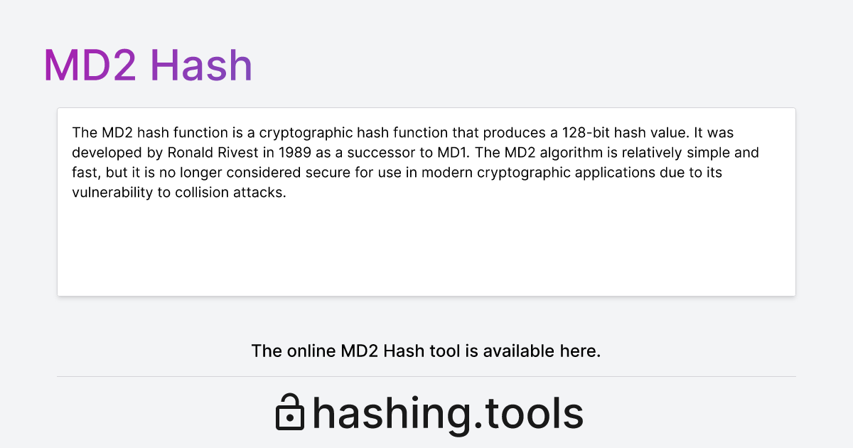 MD2 Hash | hashing.tools
