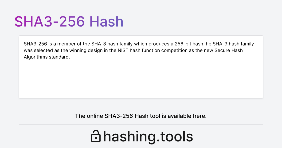 Sha3 256 Hash Hashingtools